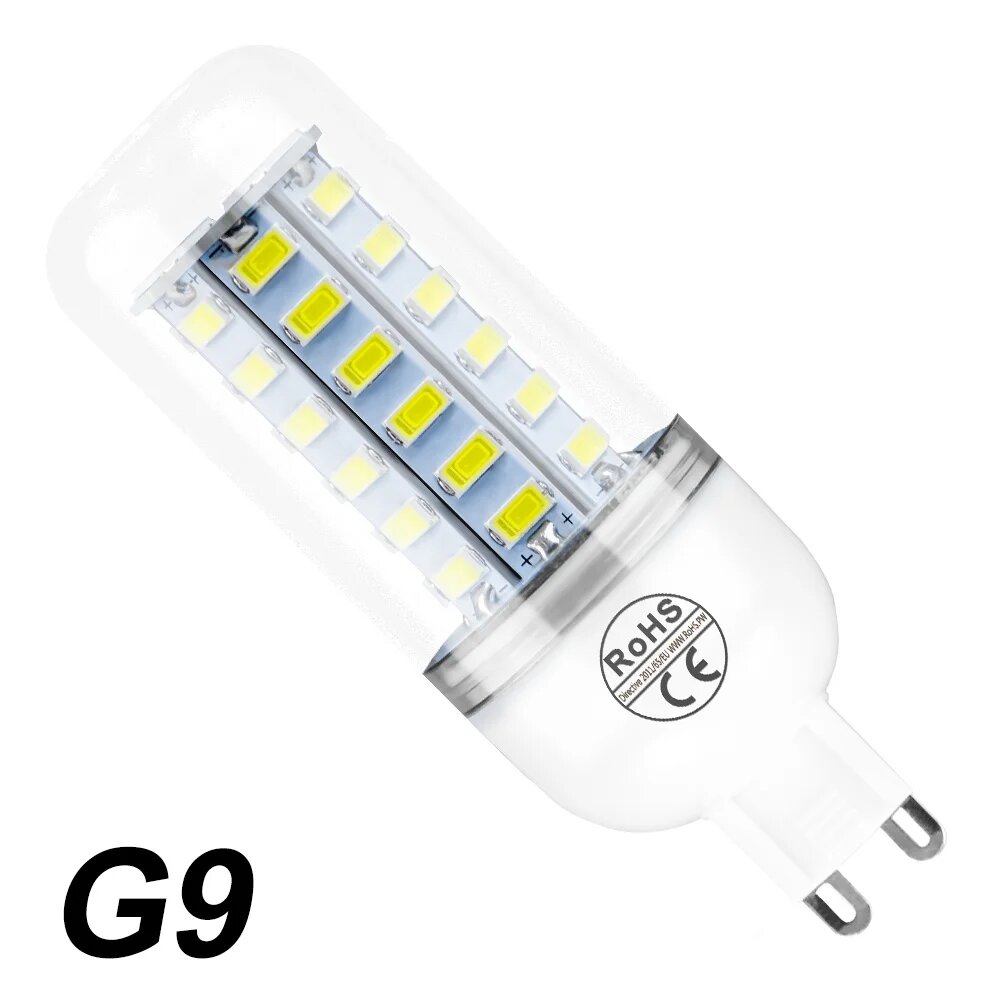 Светодиодная лампа кукуруза E27/E14/B22/GU10/G9 220В теплый/холодный G9, 72leds 220V, Cool White