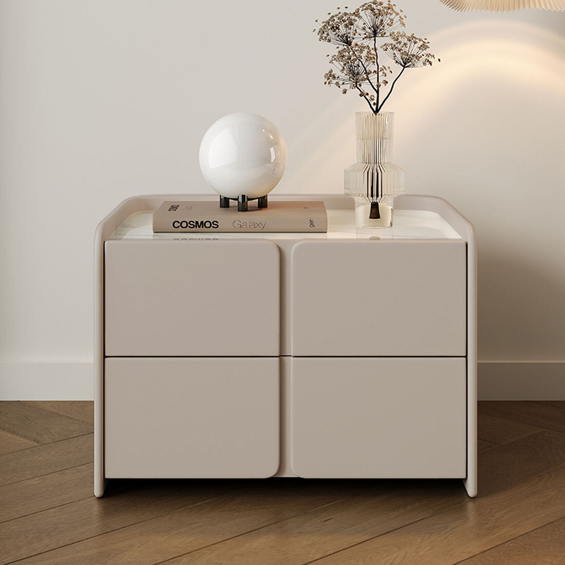 Прикроватная тумбочка с керамической столешницей Gates (бежевый)