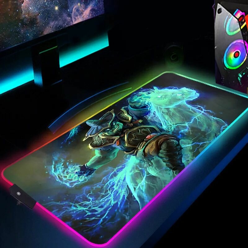 Коврик для мыши Dota 2, игровой, с RGB-подсветкой, каучуковое основание, прошитые края 40x90xxl
