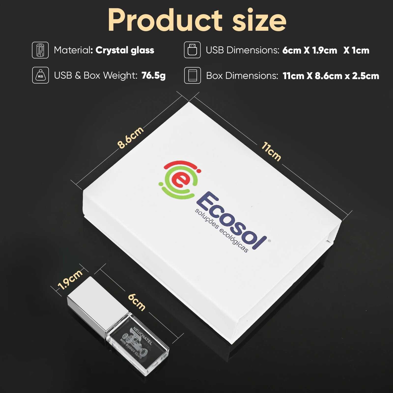 USB-флешка JASTER кристалл 8GB, Белый — фото 1