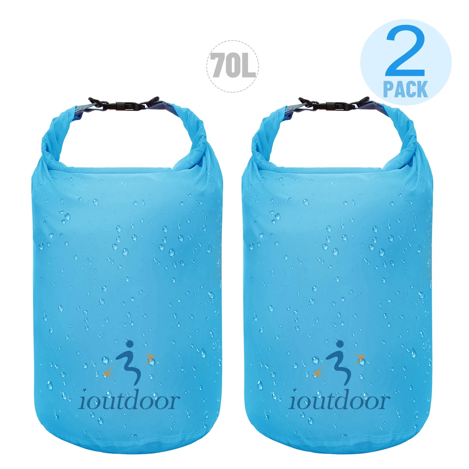 2x70L Синий водонепроницаемый сухой мешок ioutdoor