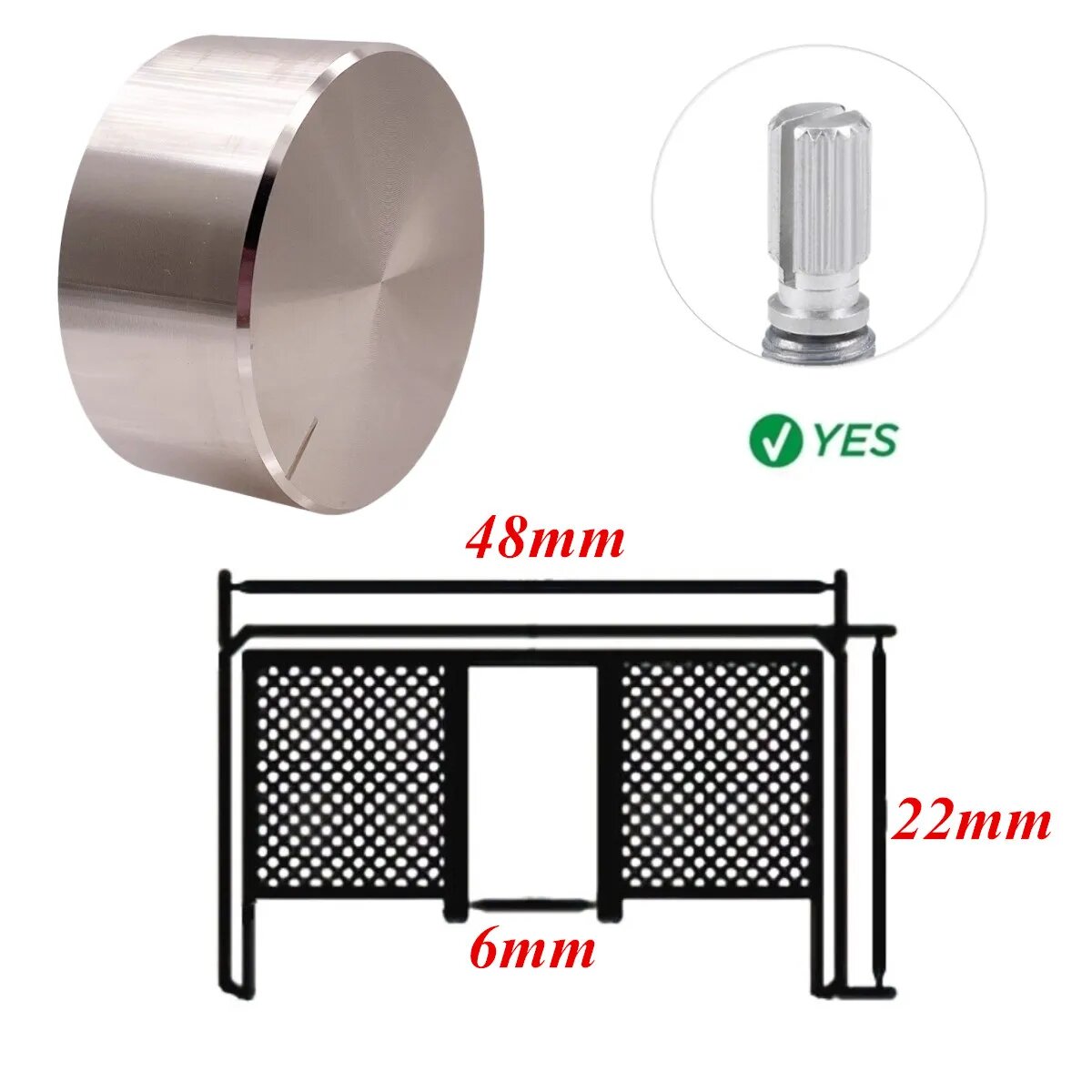 Ручка потенциометра Knurled Shaft Gold 48mm