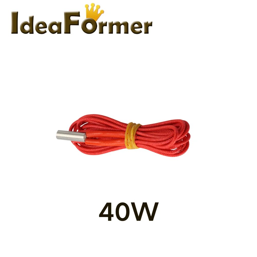 Нагревательная трубка IdeaFormer 6*20мм 12В/24В 40Вт/50Вт для 3D-принтера Красный, 12V, 40W 1M