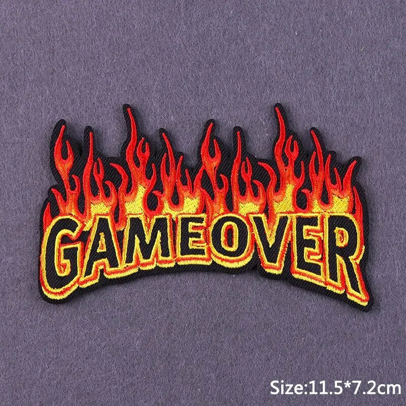Нашивка "Game Over" с огнем, 11.5*7.2 см, PE6803CT