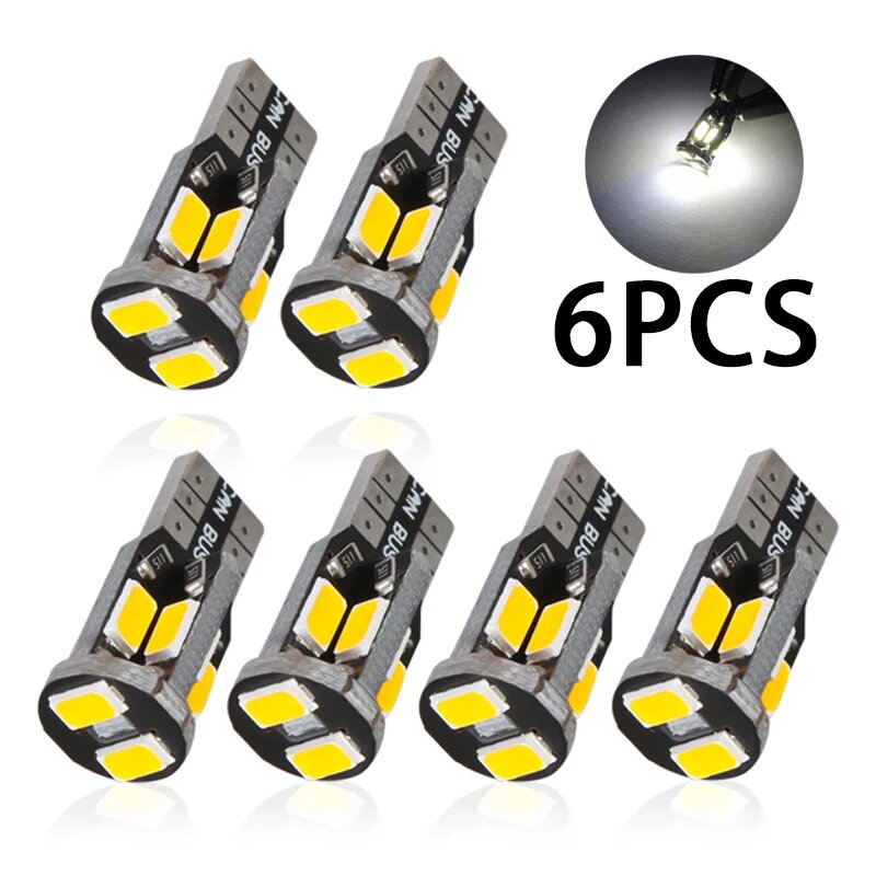 6 шт. T10 LED White Canbus W5W 194 168 12V