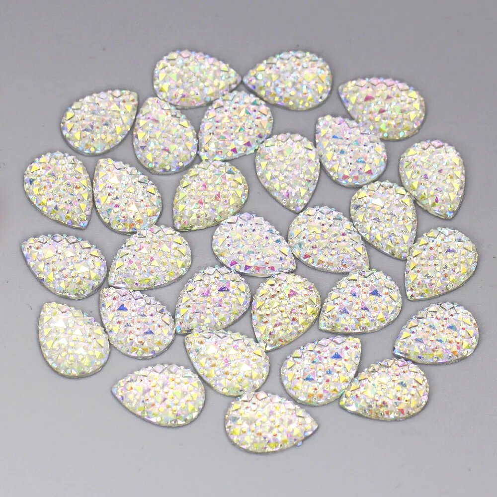 Стразы капли 10x14mm AB, 50шт