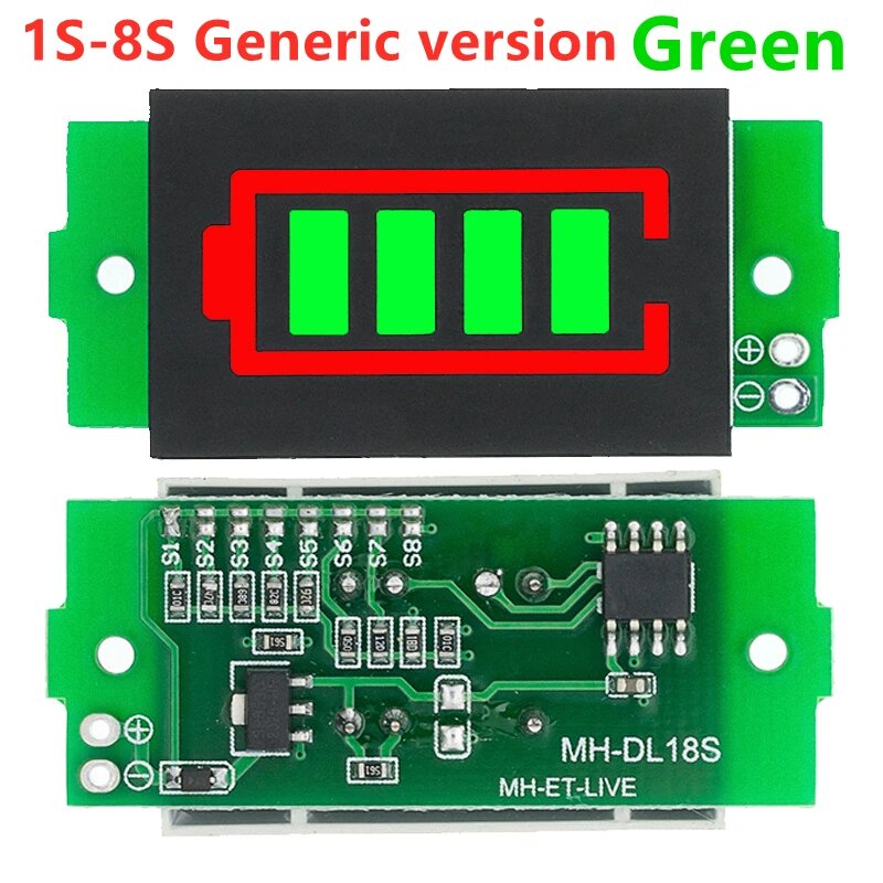 Тестер литиевых аккумуляторов 1S-8S Green