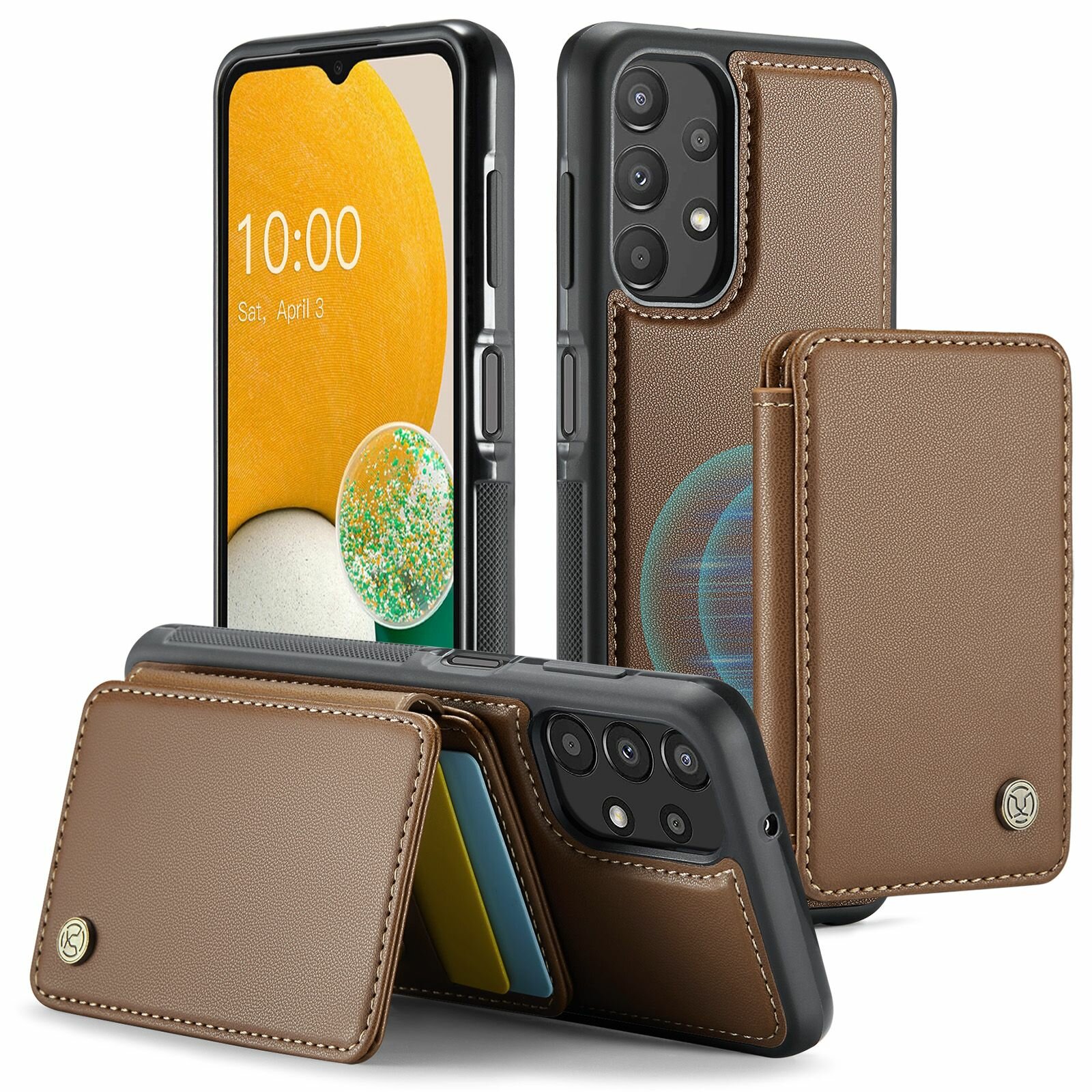 Jeehood Кожаный Чехол Для Samsung Galaxy A53 5G (Самсунг Галакси A53 5G) MagSafe Совместимый , Магнитный, Кошелек Картхолдер, Поддержка Беспроводной Зарядки, Противоударный