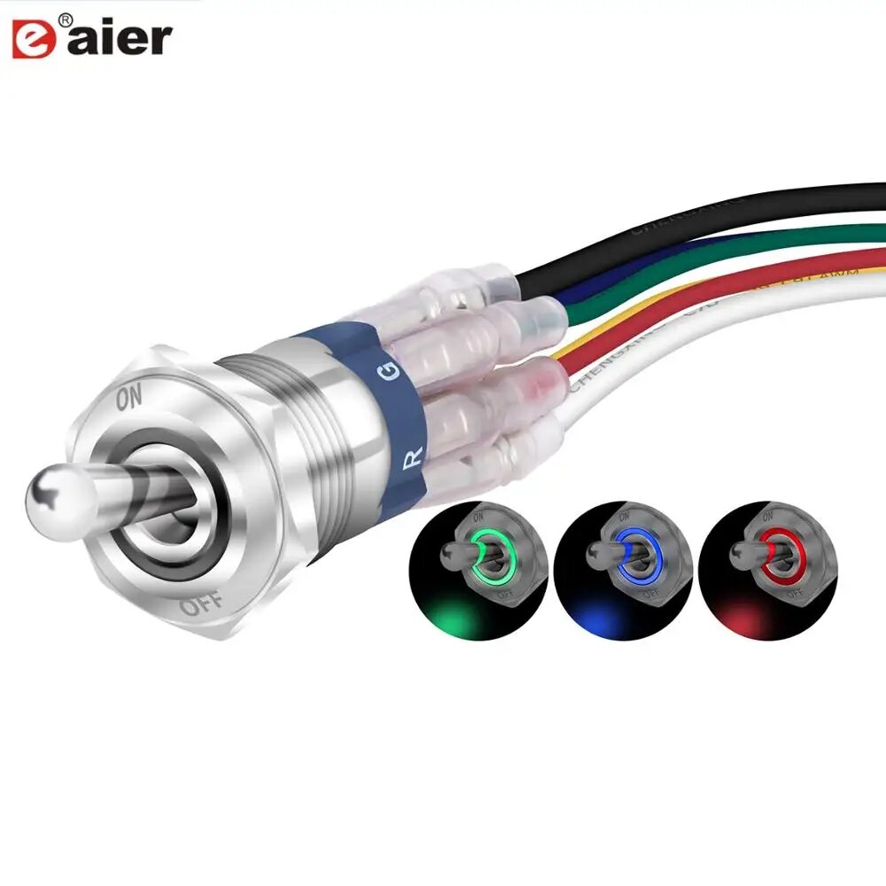 Переключатель Daiertek 12/24В RGB 16мм