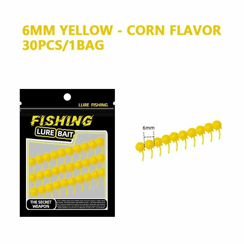 Желтая приманка для рыбалки 6 мм, Corn flavor, 30 шт