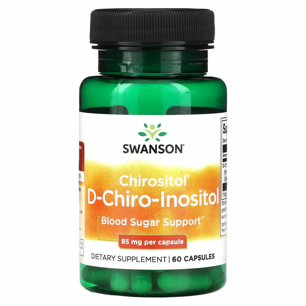 Swanson, Chirositol®, D-хироинозитол, 85 мг, 60 капсул
