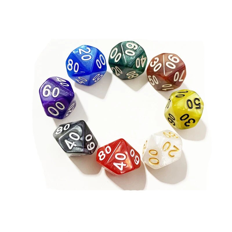 8 шт. Пластиковые десятигранные кости D10 для настольных игр разноцветный