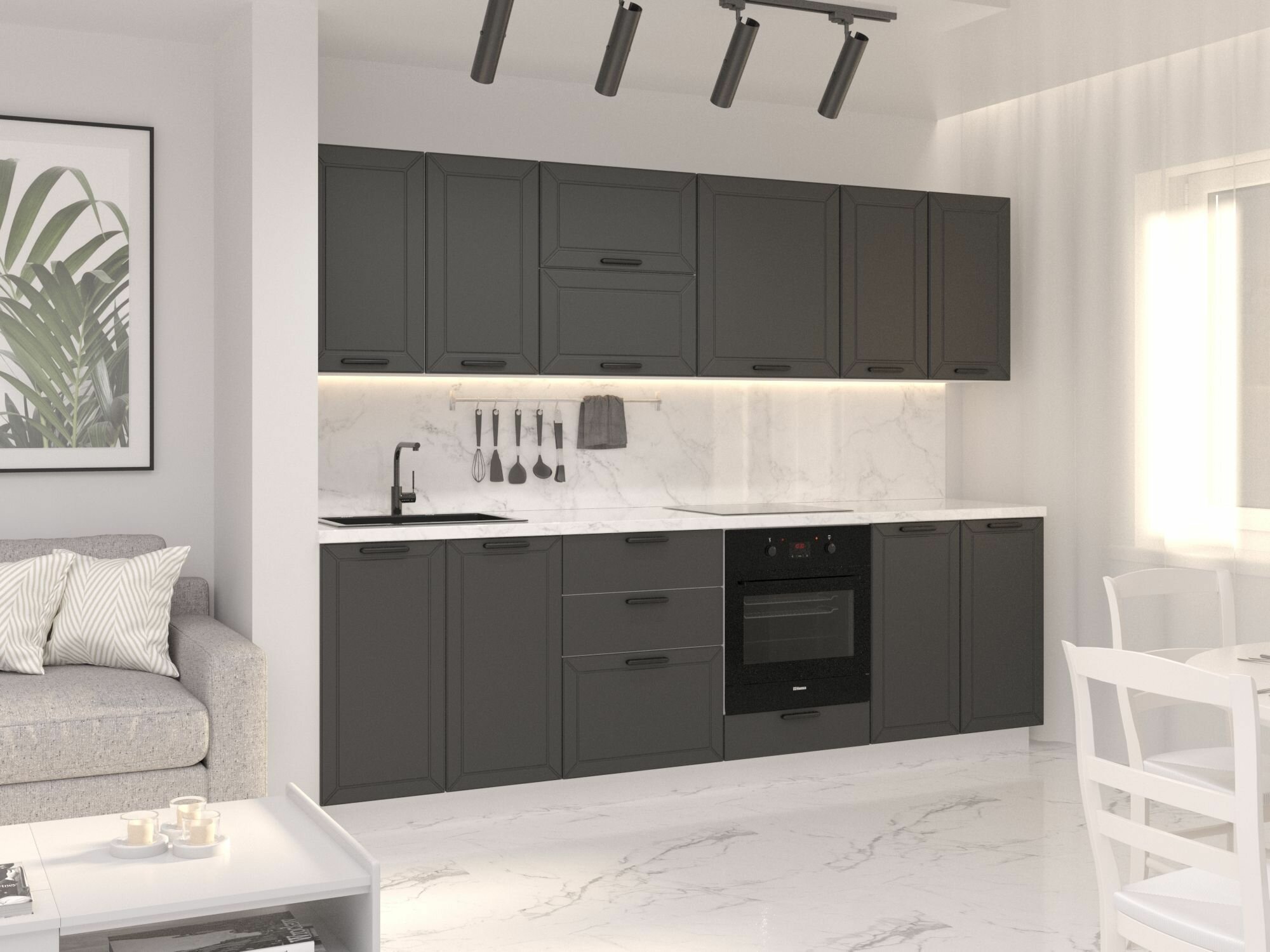 Кухонный гарнитур Глетчер Маренго Силк, 2800 мм