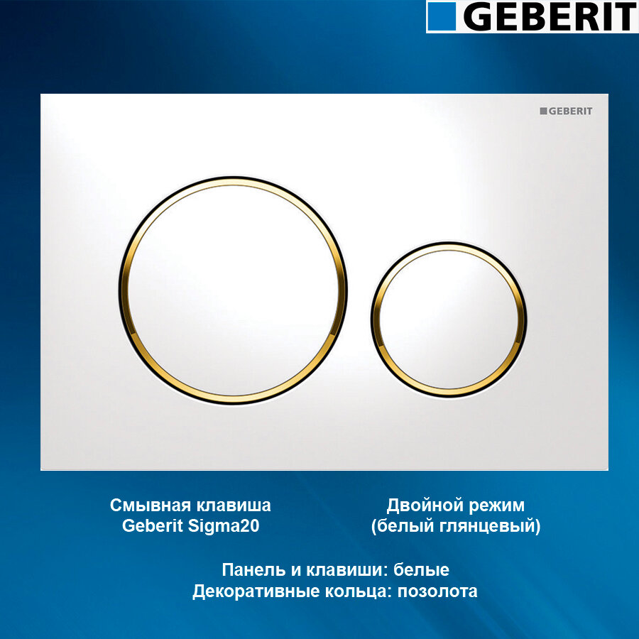 115.882. KK.1 GEBERIT Sigma 20 Кнопка для инсталляции, для унитаза, цвет белый/золото/белый