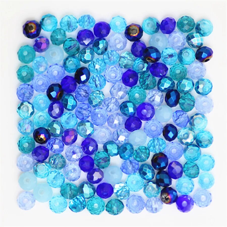 Бусины хрустальные синие граненые 3*4 мм, 125 шт. blue multicolor