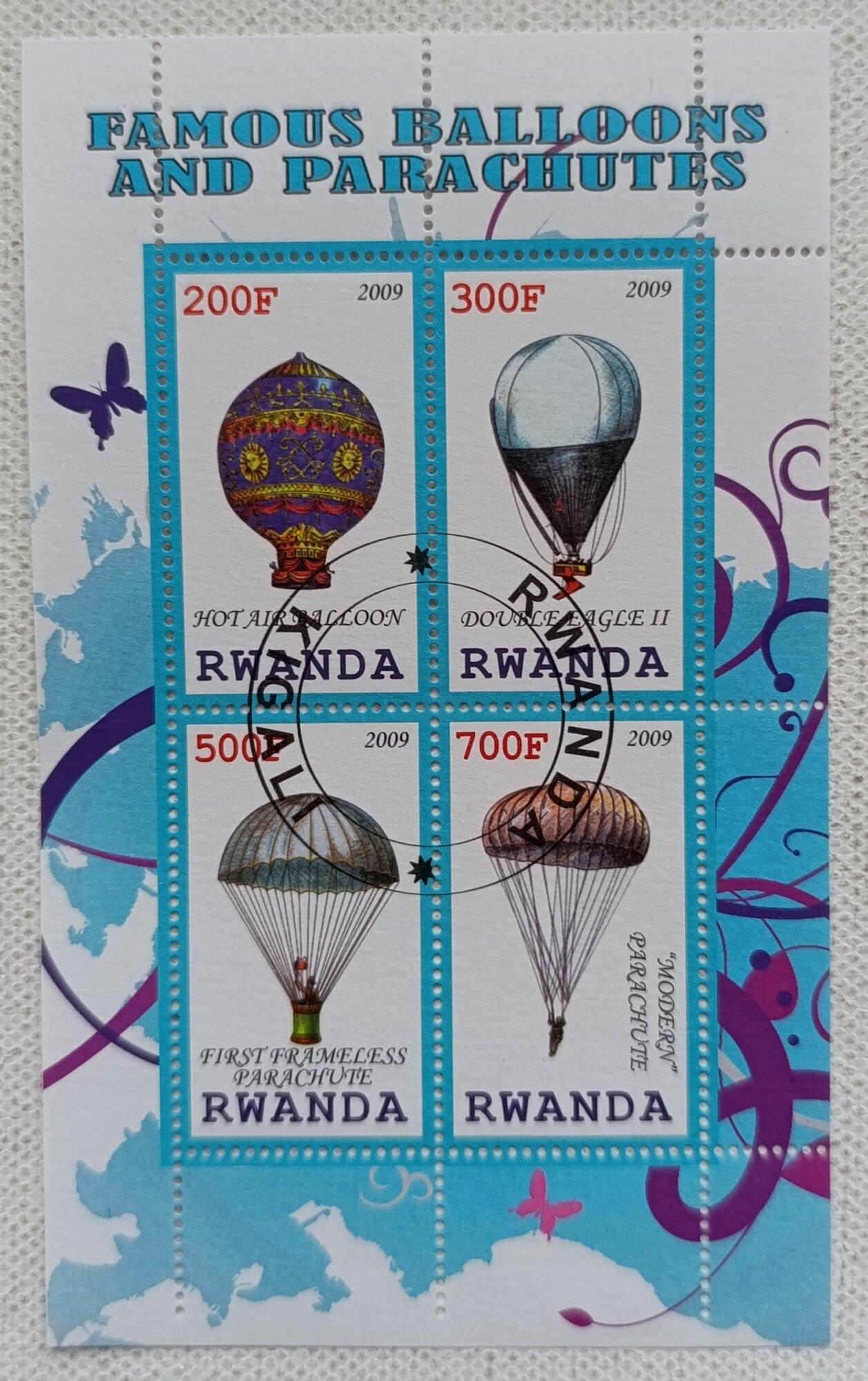 Марки Руанда блок 2009 воздушные шары (4 шт)