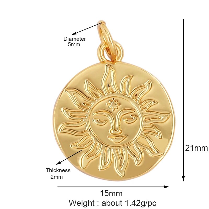 Кулон Солнце, позолота M568658-Gold, 21мм