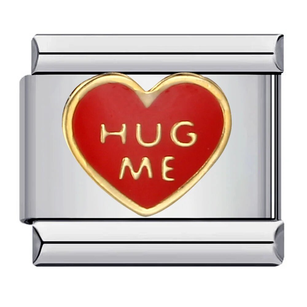 Чарм HUG ME, красное сердце, нержавеющая сталь, ICJ479