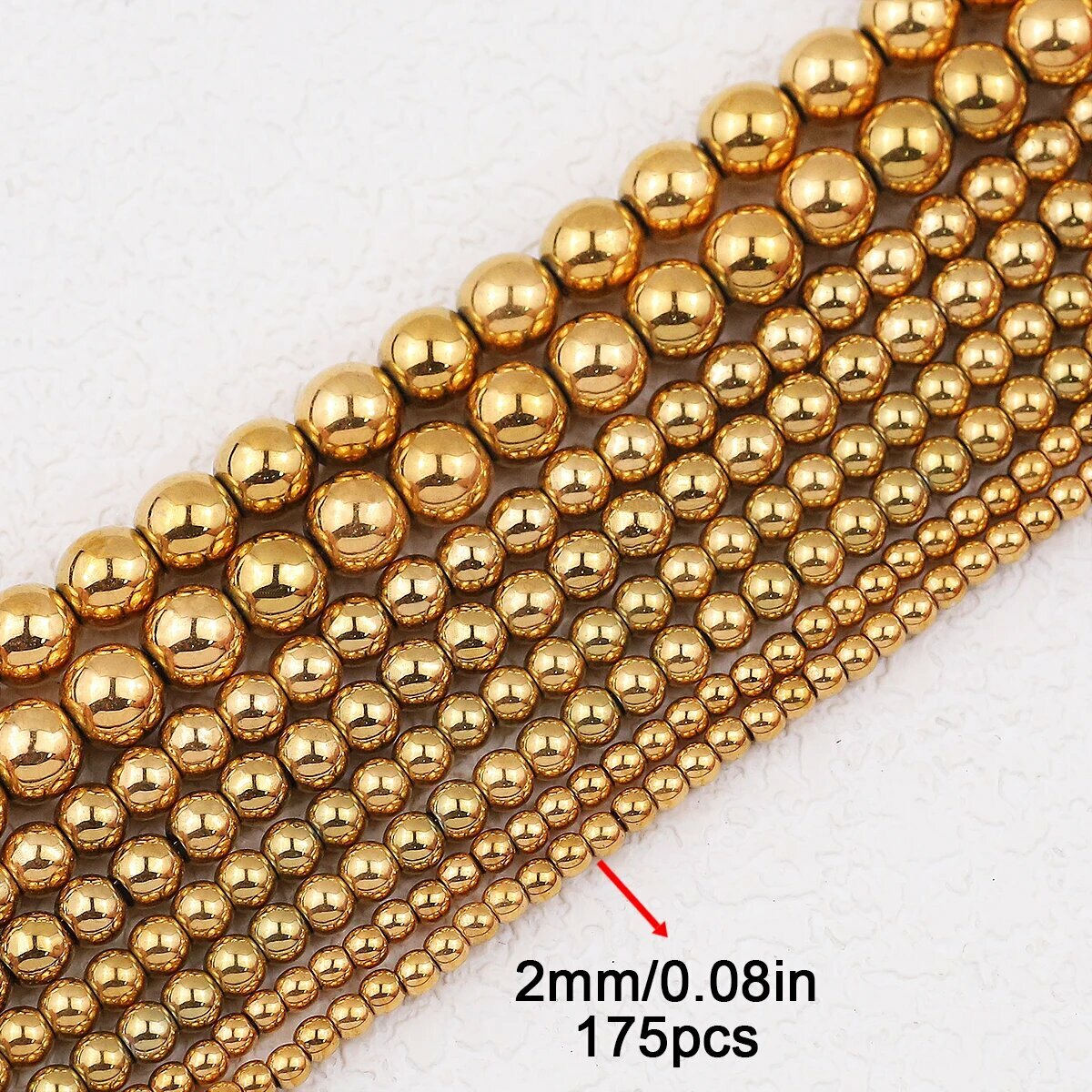 Золотые бусины из гематита JHNBY 2/3/4/6 мм 2MM 175pcs