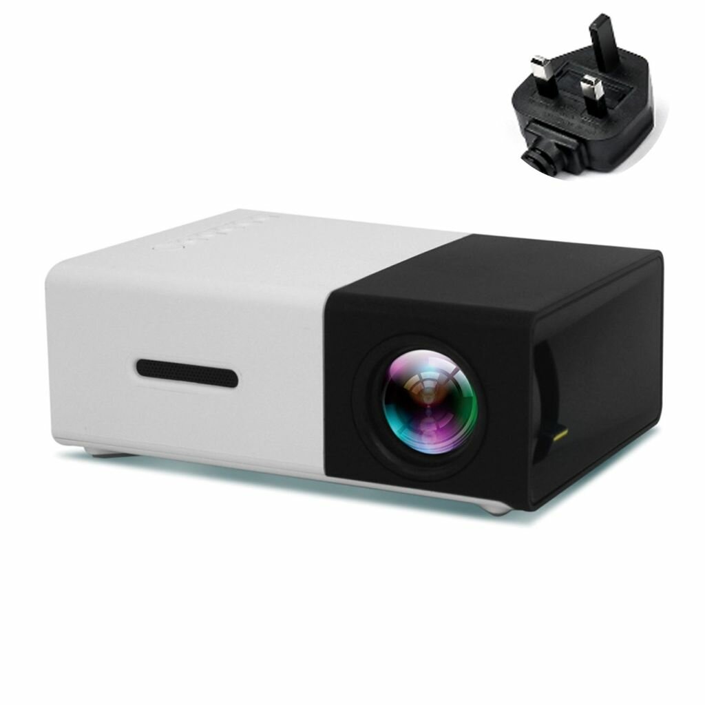 Мини-проектор YG300 mini HD 1080p-черно-белый-Британский стандарт