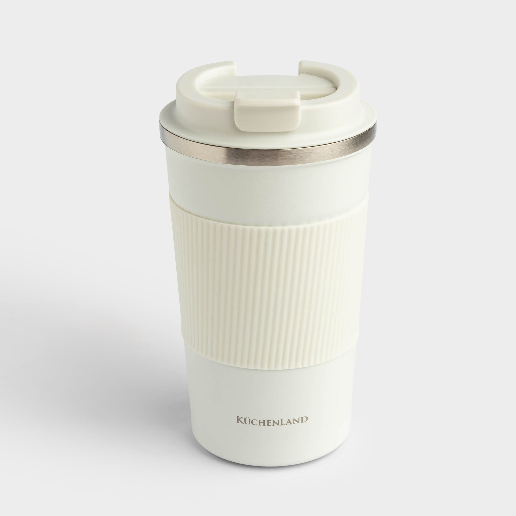 Термокружка, Kuchenland, 500 мл, с зарфом, сталь/пластик/силикон, бежевая, Coffee life