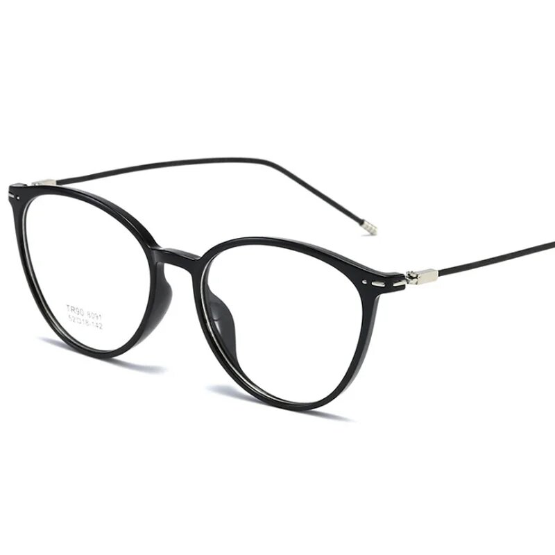 Близорукие очки BINSYSU кошачий глаз -0.5 -8.0 bright black frame, Черный, -350(1.56)