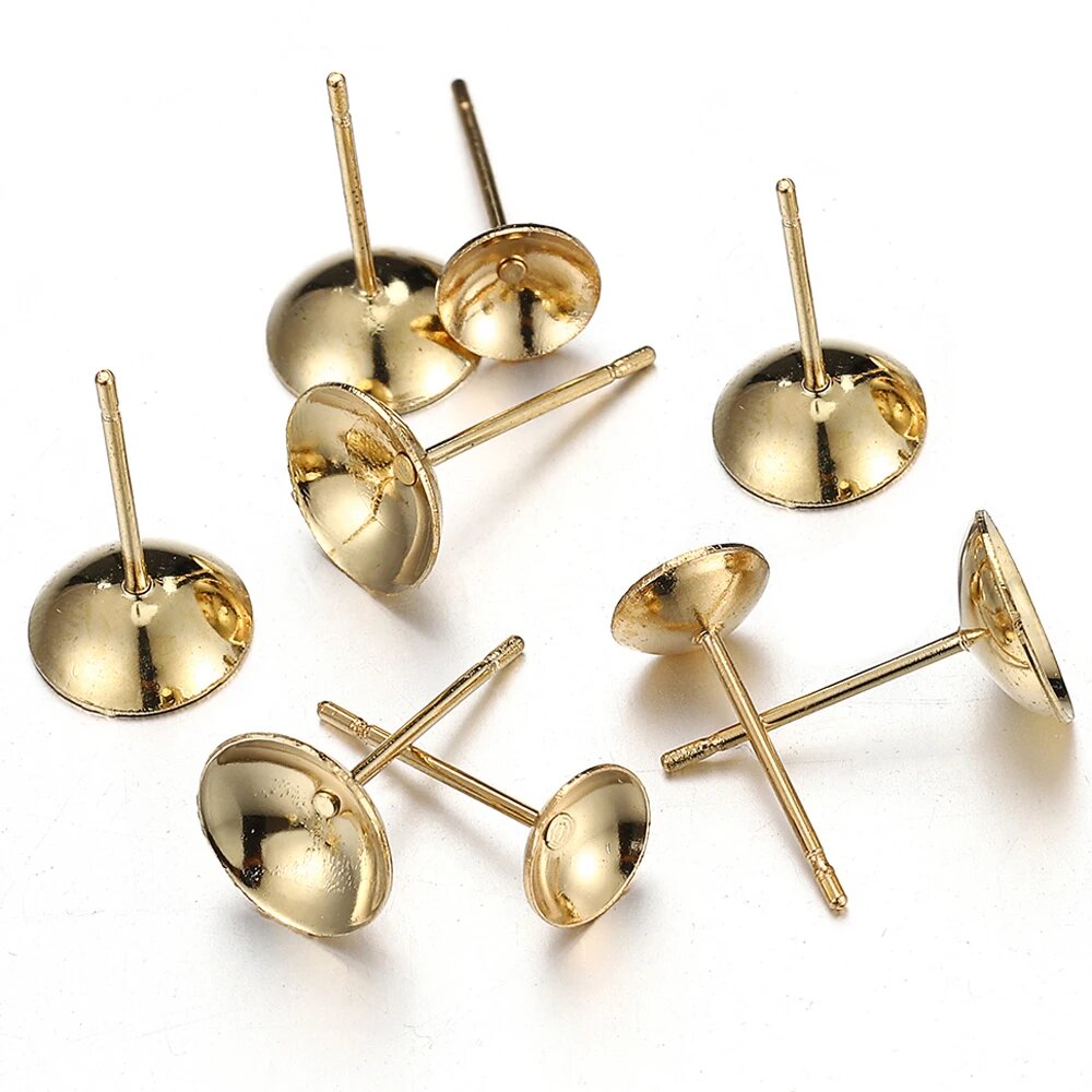 Основы для сережек-гвоздиков Ailimi, Dia 3mm, Gold Color