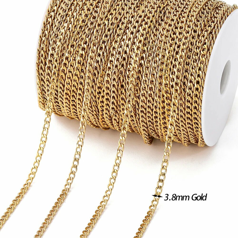 Цепочка золотистая 3.8mm, 2 метра, S6 Gold