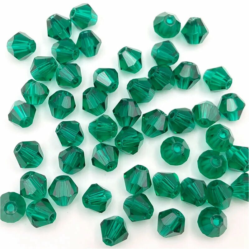 Бусины биконус Swarovski, изумрудные, 3 мм (120 шт), z17