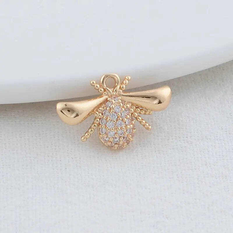 Латунные подвески-пчелы с цирконом, 6 штук 2PCS