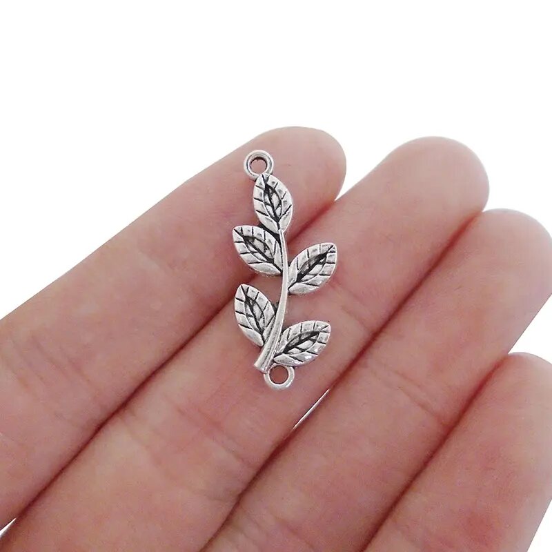 Подвеска лист, Antique Silver, 30 шт.