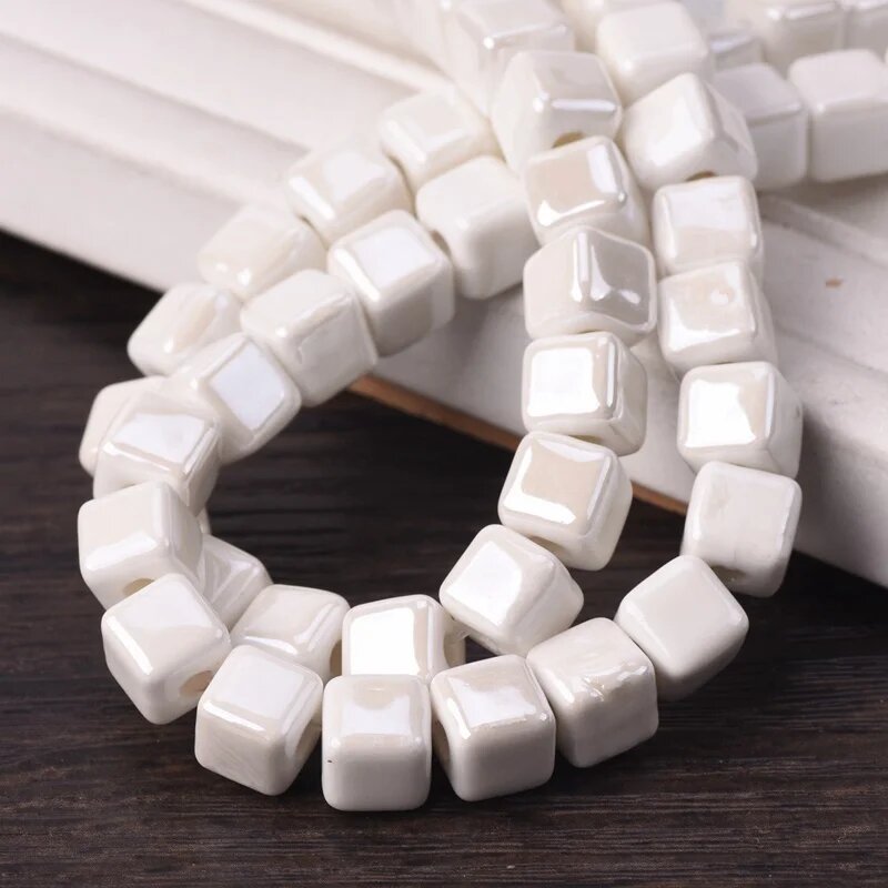 Кубические керамические бусины Dreamzeal 20 шт. 8x8mm, White