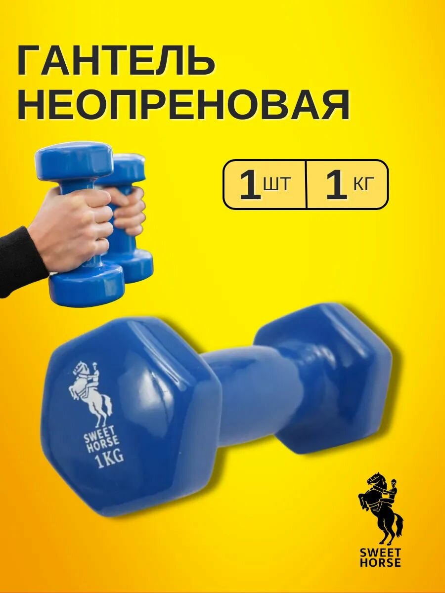 Sweethorse / Гантель 1 кг, 1шт, синяя