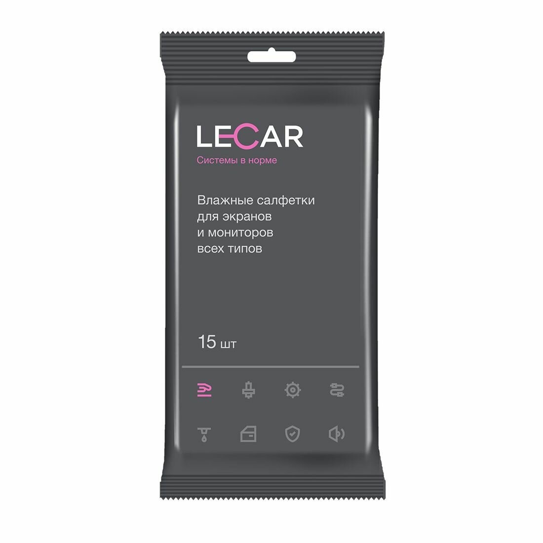 Влажные салфетки для мониторов (упаковка 15 шт.) LECAR LECAR000065112 1шт.