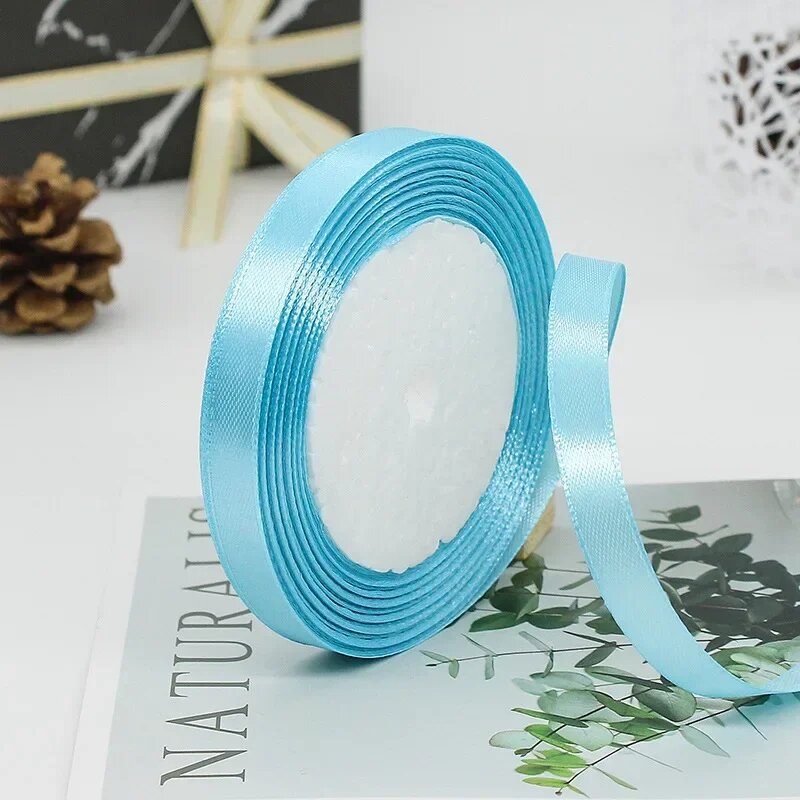 Атласная лента Lake Blue 25 мм, 25 ярдов