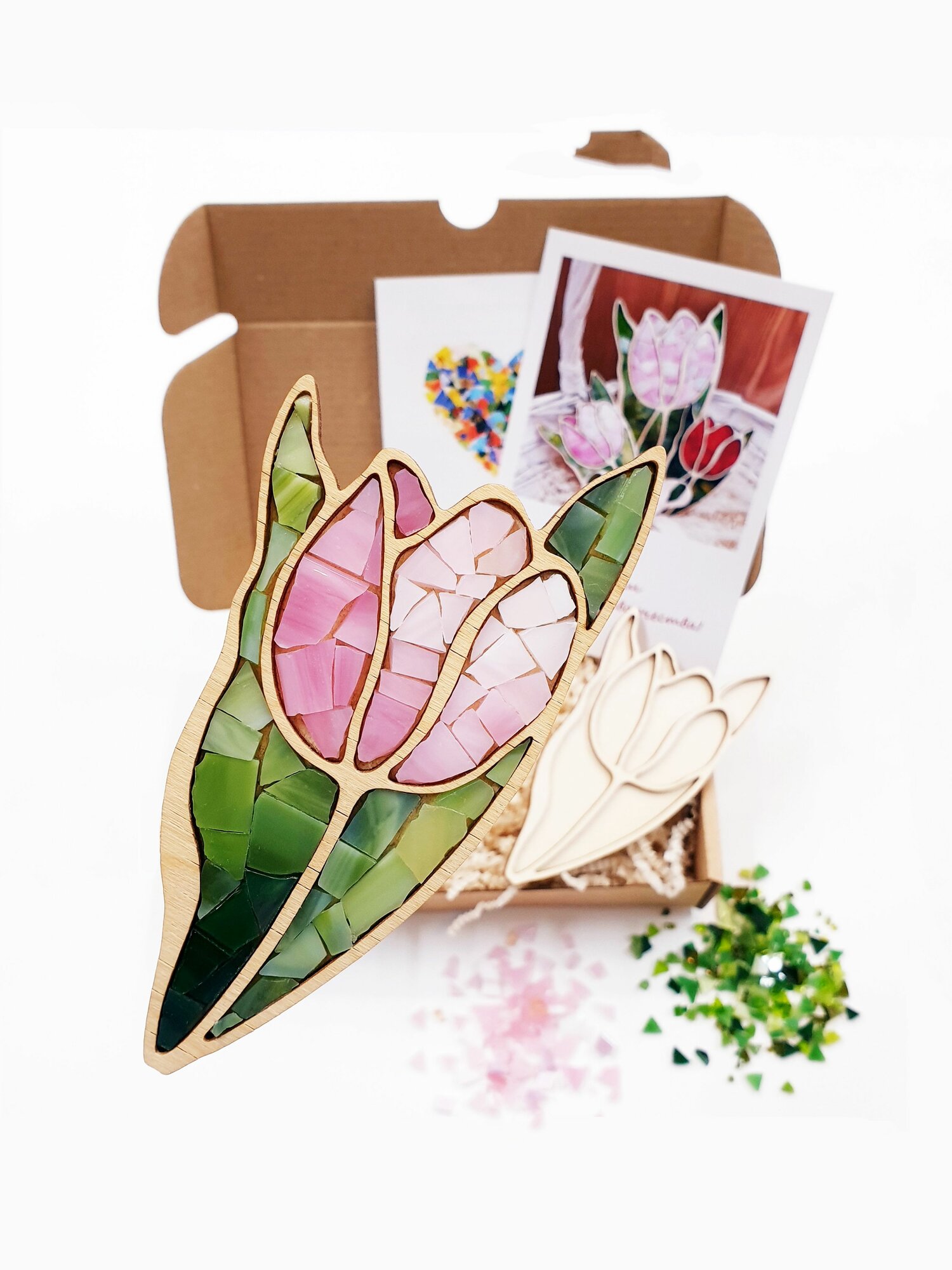 Набор для творчества мозаика стеклянная Тюльпан розовый 13 см. Алтай Витраж