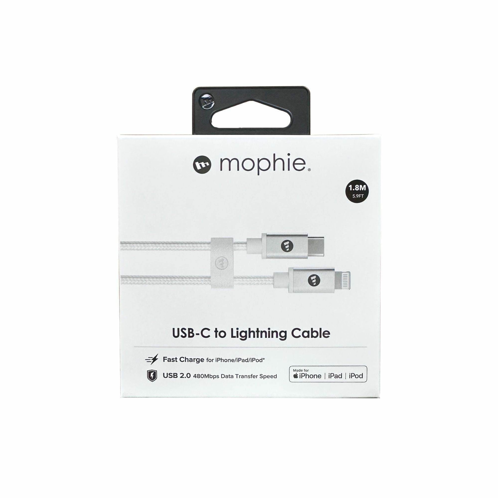 Кабель USB-C - Lightning 1.8 метра (USB 2.0 480Mpbs) Mophie белый, 409911499