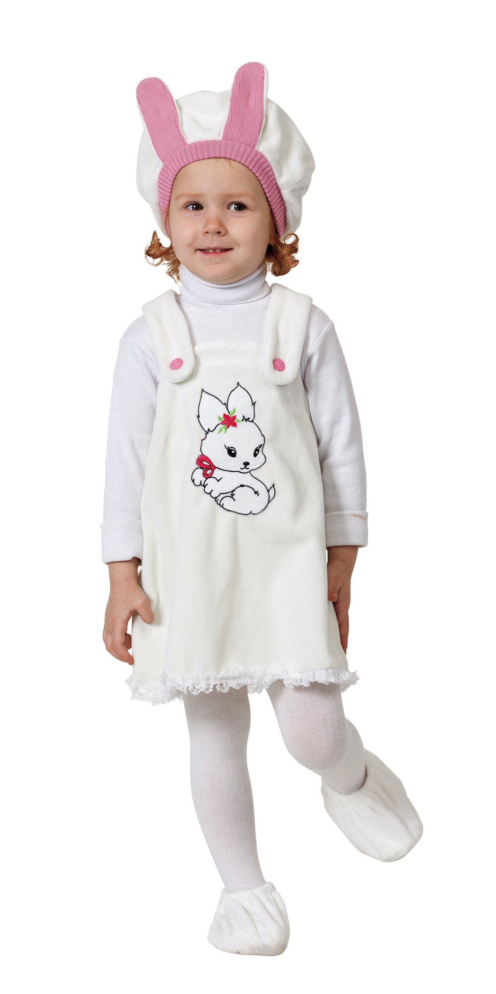 Костюм крошка Зайка 284 Батик бело-розовая для девочек от 1 года