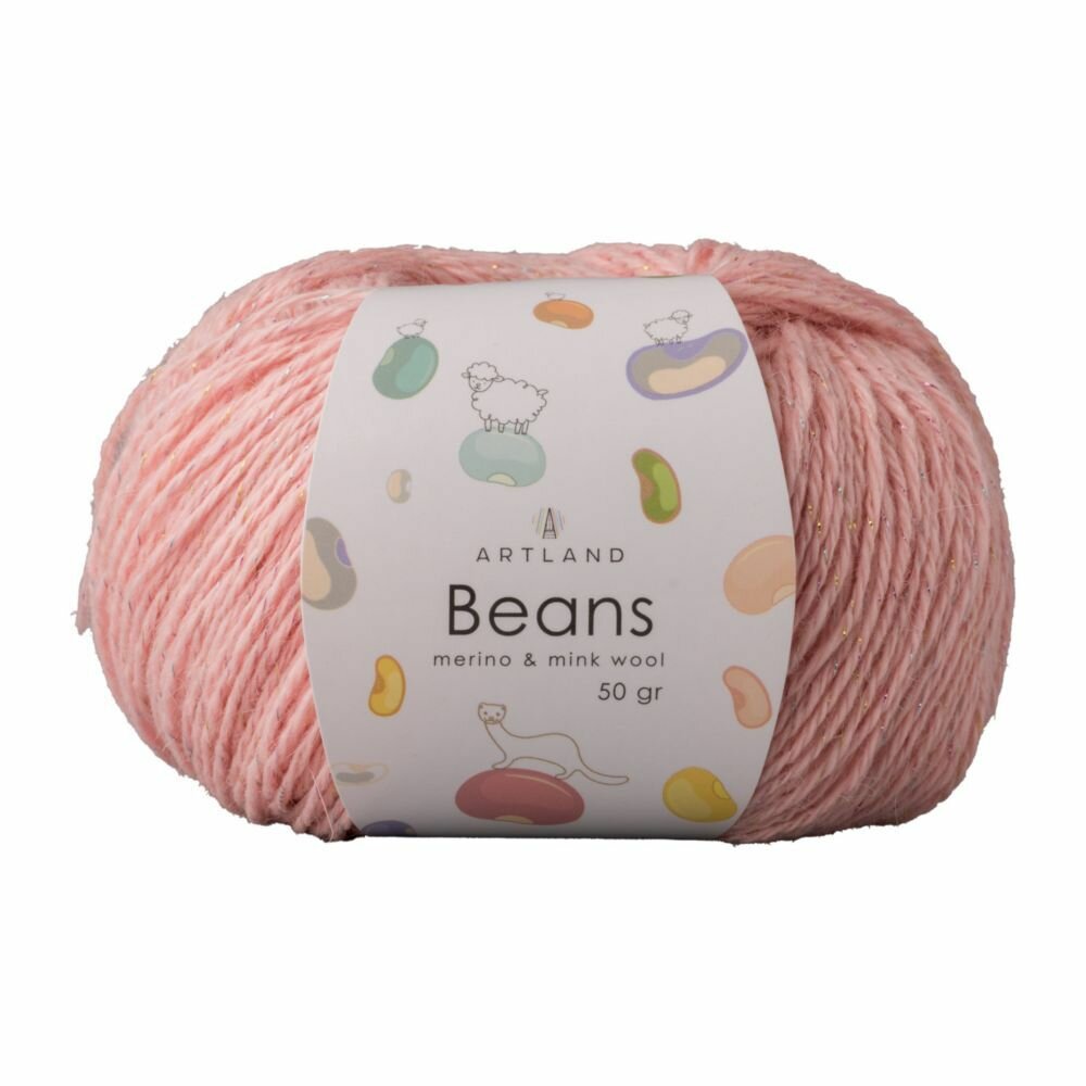 Пряжа для вязания Artland Beans 04 розовый персик 1 моток 50 гр/240 м 45% пух норки, 20% мериносовая шерсть, 30% нейлон, 5% шелк