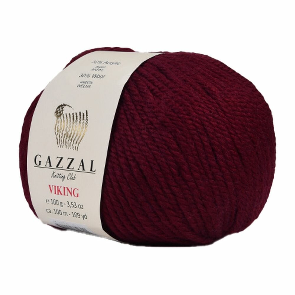 Пряжа для вязания Gazzal Viking 4031 темная вишня 100 гр/100 м 30% шерсть, 70% акрил