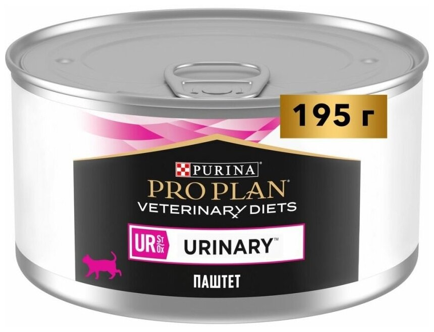 Влажный диетический корм для кошек в консервах Purina Pro Plan Veterinary Diets UR при МКБ с индейкой, 195гр. х24шт.