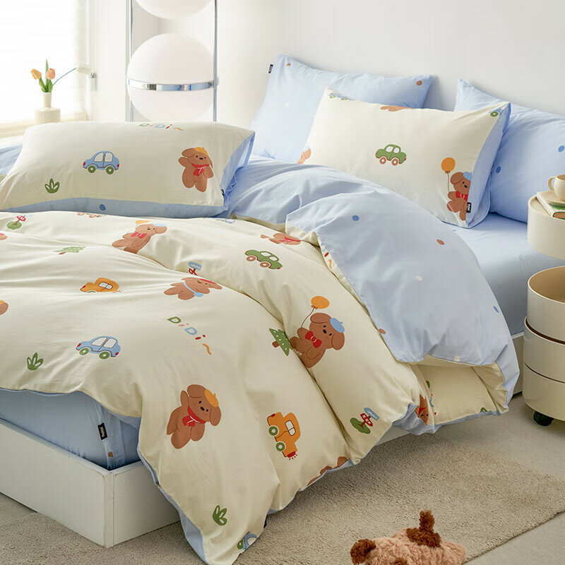Dohia 4-Piece Cotton Bedding Set for 1.8m Bed 229*230cm