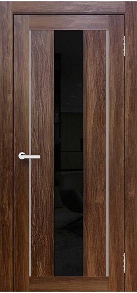 Межкомнатная Дверь Verda Y-2 Орех со Стеклом Лакобель Чёрный 2000х800мм (Полотно 1шт) / Верда.