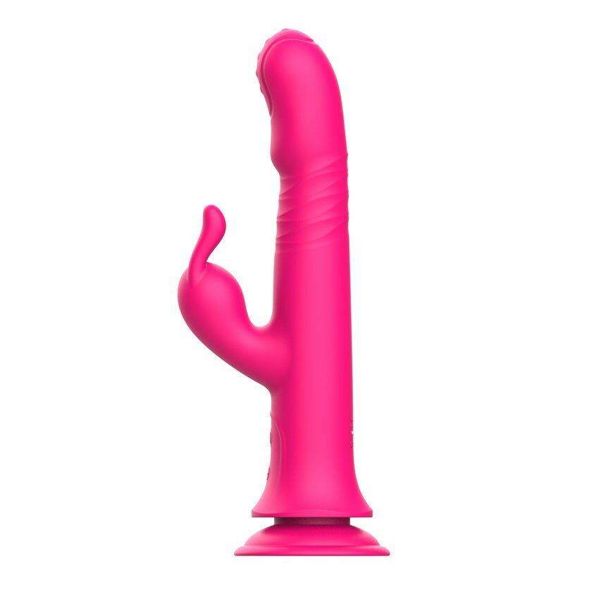 I-MOON Розовый вибратор-кролик с возвратно-поступательными движениями и ротацией - 24,2 см. Со стимулятором клитора