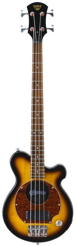 PIGNOSE PGB-200 BS - TRAVEL бас-гитара со встроенным усилителем для путешествий. Корпус: липа. Гриф: клен. Накладка грифа: палисандр. Звукосниматели: хамбакер. Регуляторы: 1V push-pull. Цвет: коричневый санбест