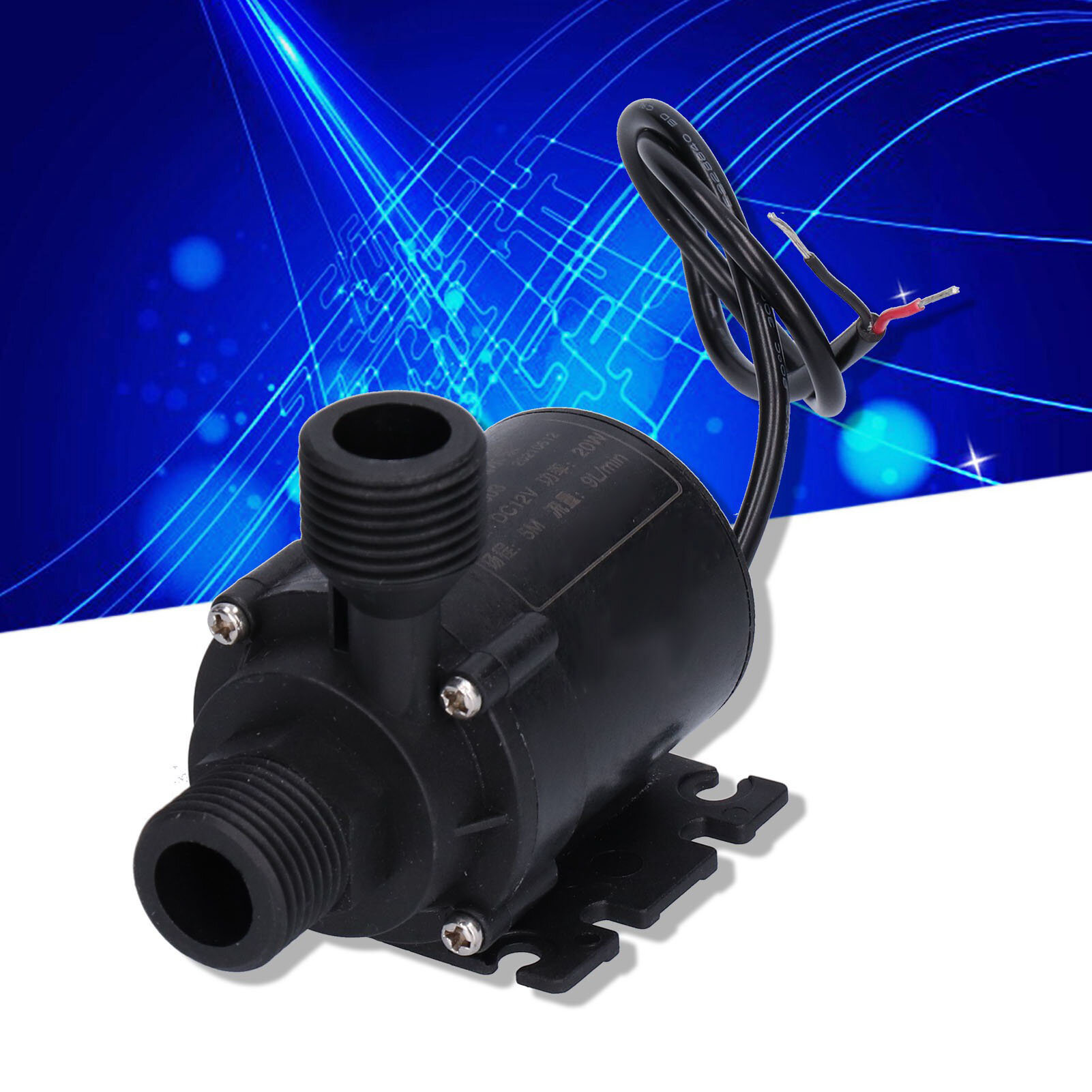 Насос водяной насос повышения давления DC 12V, долговечный, резьба G1/2, миниатюрный циркуляционный погружной насос для фонтана, материал инженерные пластики, модель TS3603-12-8-6, напор 5м/16.4фт, расход 9л/мин, длина кабеля approx. 33см/12.9дюйма, 1 шт.