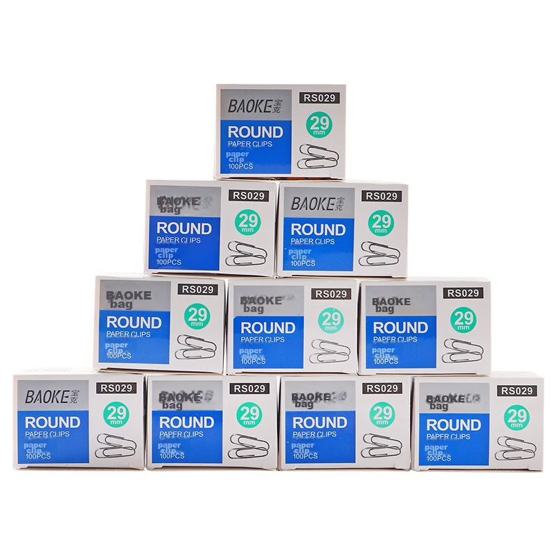 BAOKE RS029 Quality Paper Clips/curved Clips 29mm 100 Pieces/box 10 Boxes Office Supplies