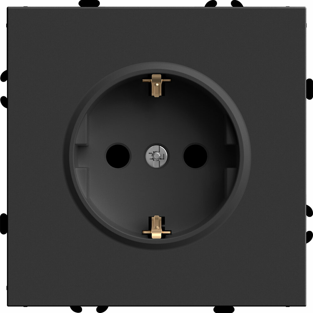 Розетка Эмили 1-местная с защитной шторкой с заземлением, 250В, 16А, RST16-5110-05, черный уголь