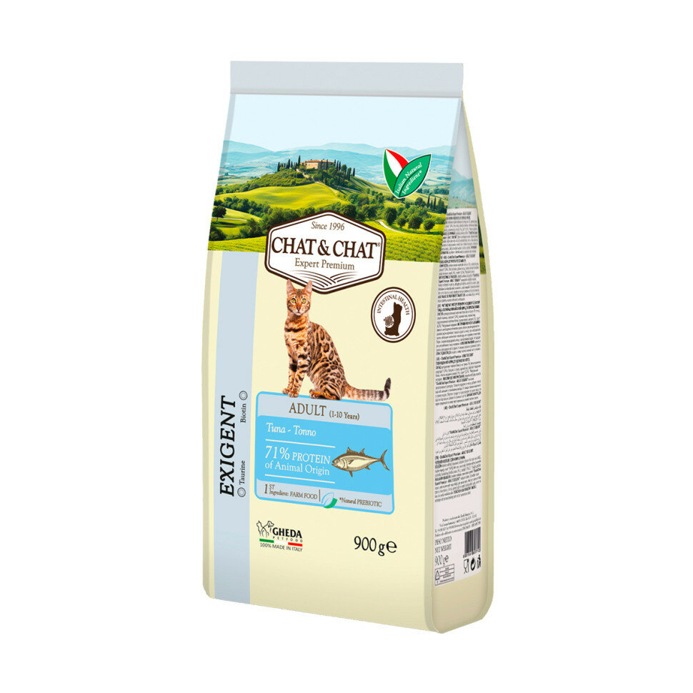 Chat&Chat Adult Exigent Tuna сухой корм для взрослых кошек со вкусом тунца - 900 г