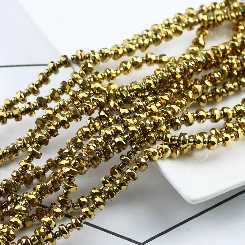 BTFBES плоские круглые хрустальные бусины 6*4 мм 50 шт. Gold